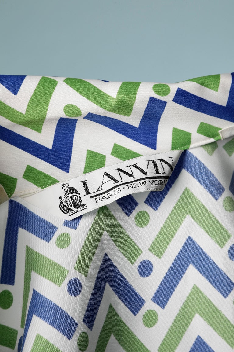 Printed chemise dress with belt Lanvin Circa 1970's For Sale at 1stDibs