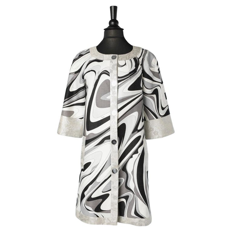 Printed evening coat in lining and silk brocade edge Emilio Pucci For ...