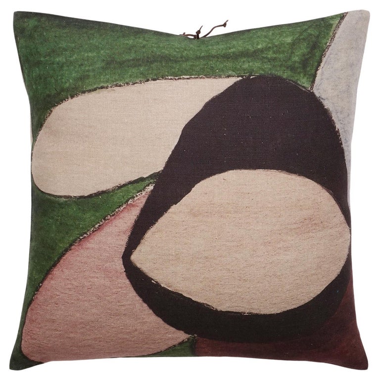 Printed Linen Pillow Gum Drop Jade For Sale at 1stDibs