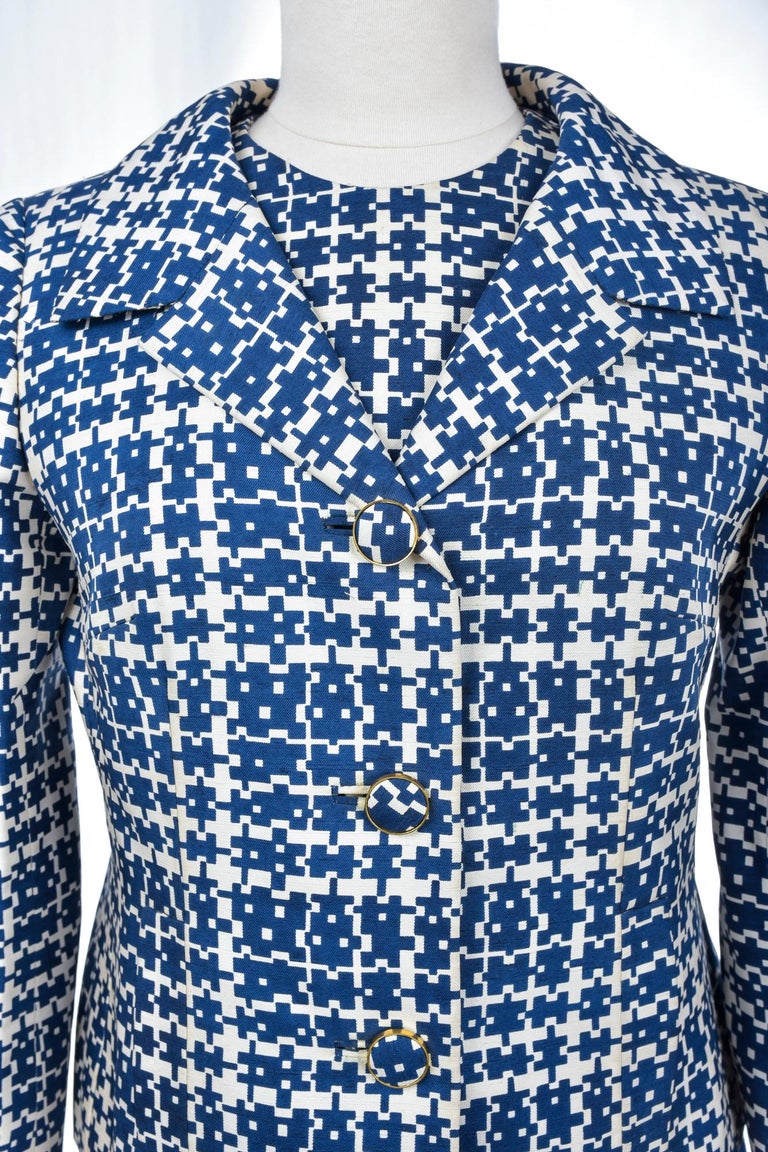 Printed silk suit by Jules-François Crahay for Nina Ricci Circa 1956 ...