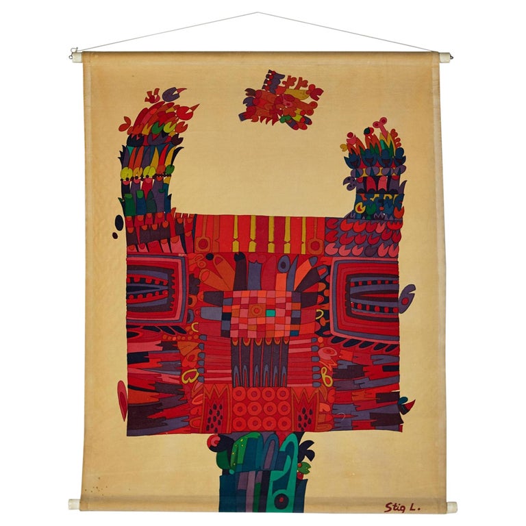 Printed Textile, Wall Hanging, Designed by Stig Lindberg for NK, Sweden ...