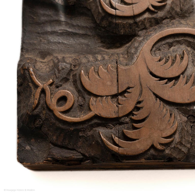 Printing Block Wallpaper Complete Pattern Stylised Leaves For Sale at ...