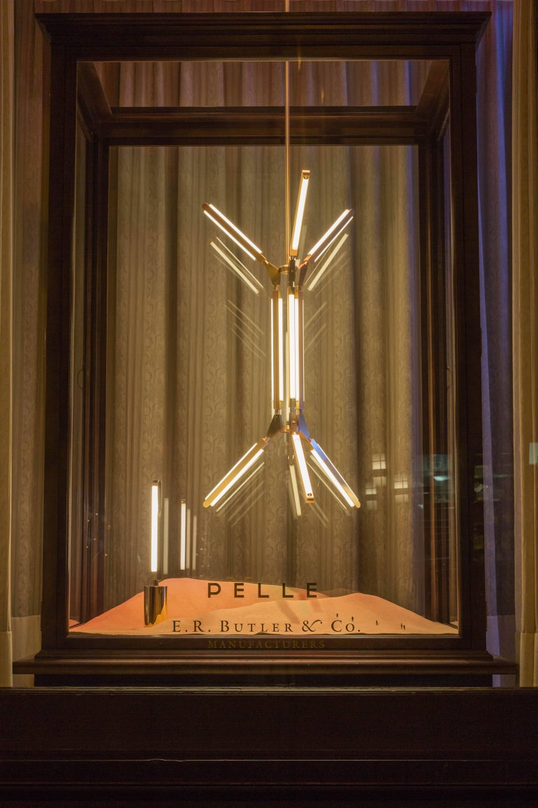 Pris Blaze Chandelier in Satin Brass by Pelle For Sale at 1stDibs