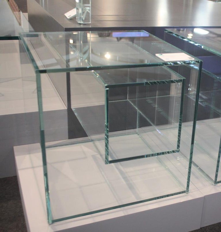 Prisma 3 Brazilian Contemporary Glass Corner Table by Lattoog For Sale ...