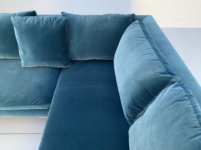Pristine B&B Italia “Charles” L-Shape Sofa in Aquamarine Velvet For ...