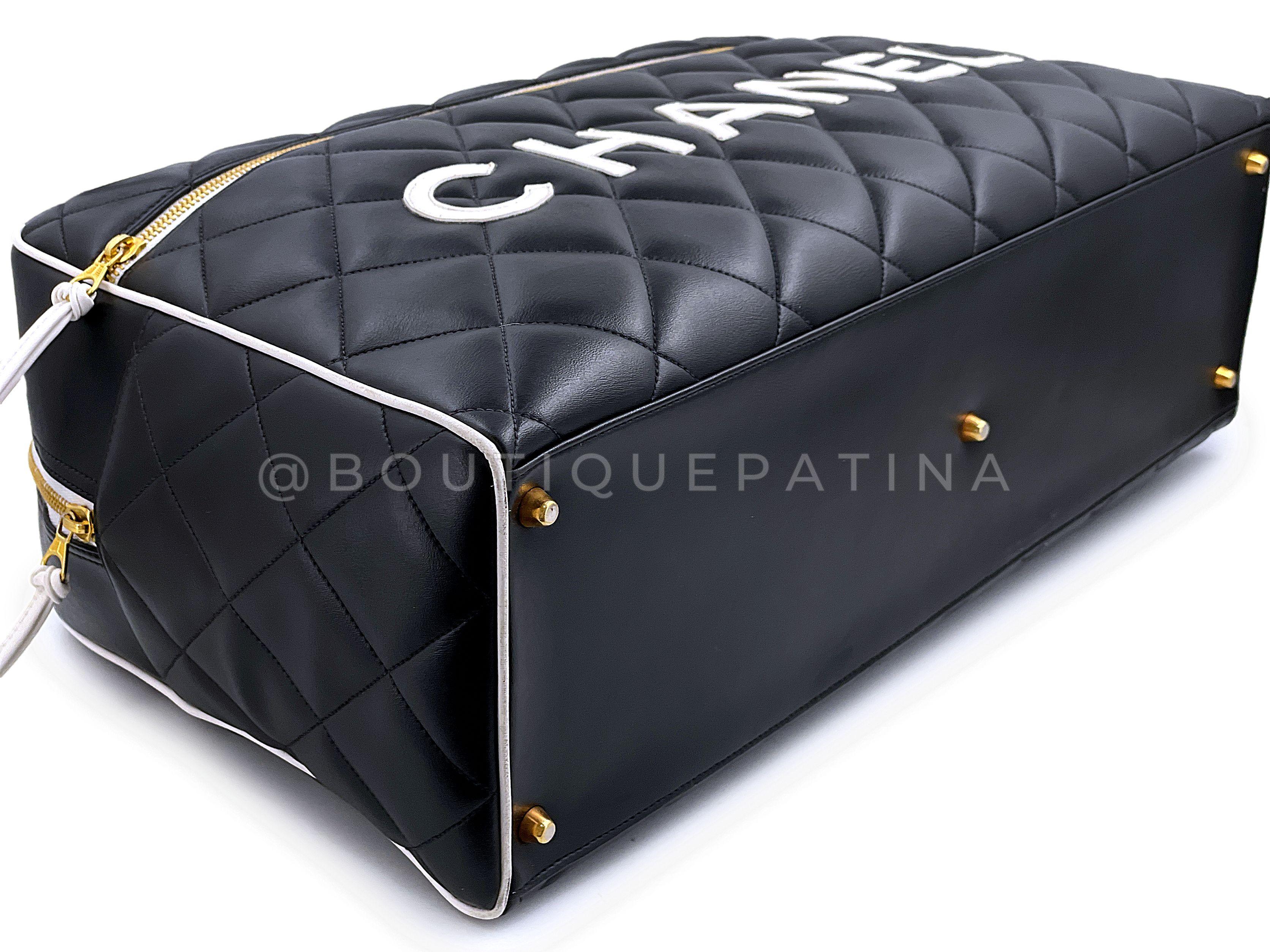 Pristine Chanel 1995 Vintage Black Letter Large Bowler Duffle Bag 67789 ...