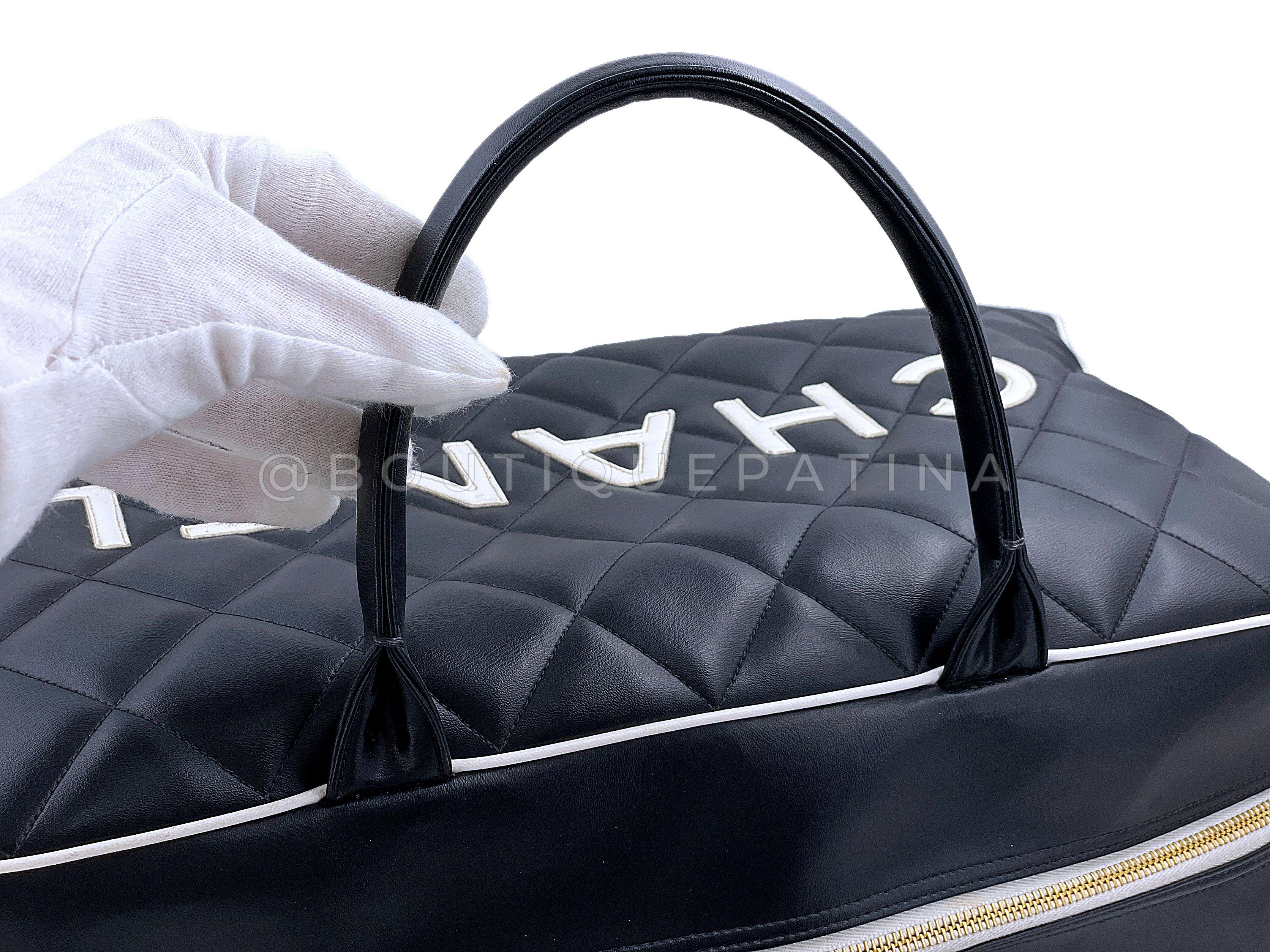 Pristine Chanel 1995 Vintage Black Letter Large Bowler Duffle Bag 67789 ...