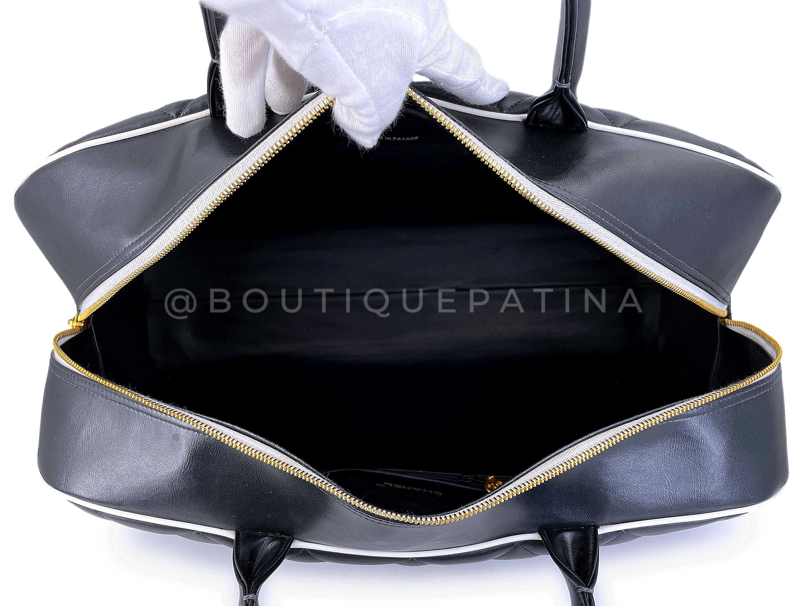 Pristine Chanel 1995 Vintage Black Letter Large Bowler Duffle Bag 67789 ...