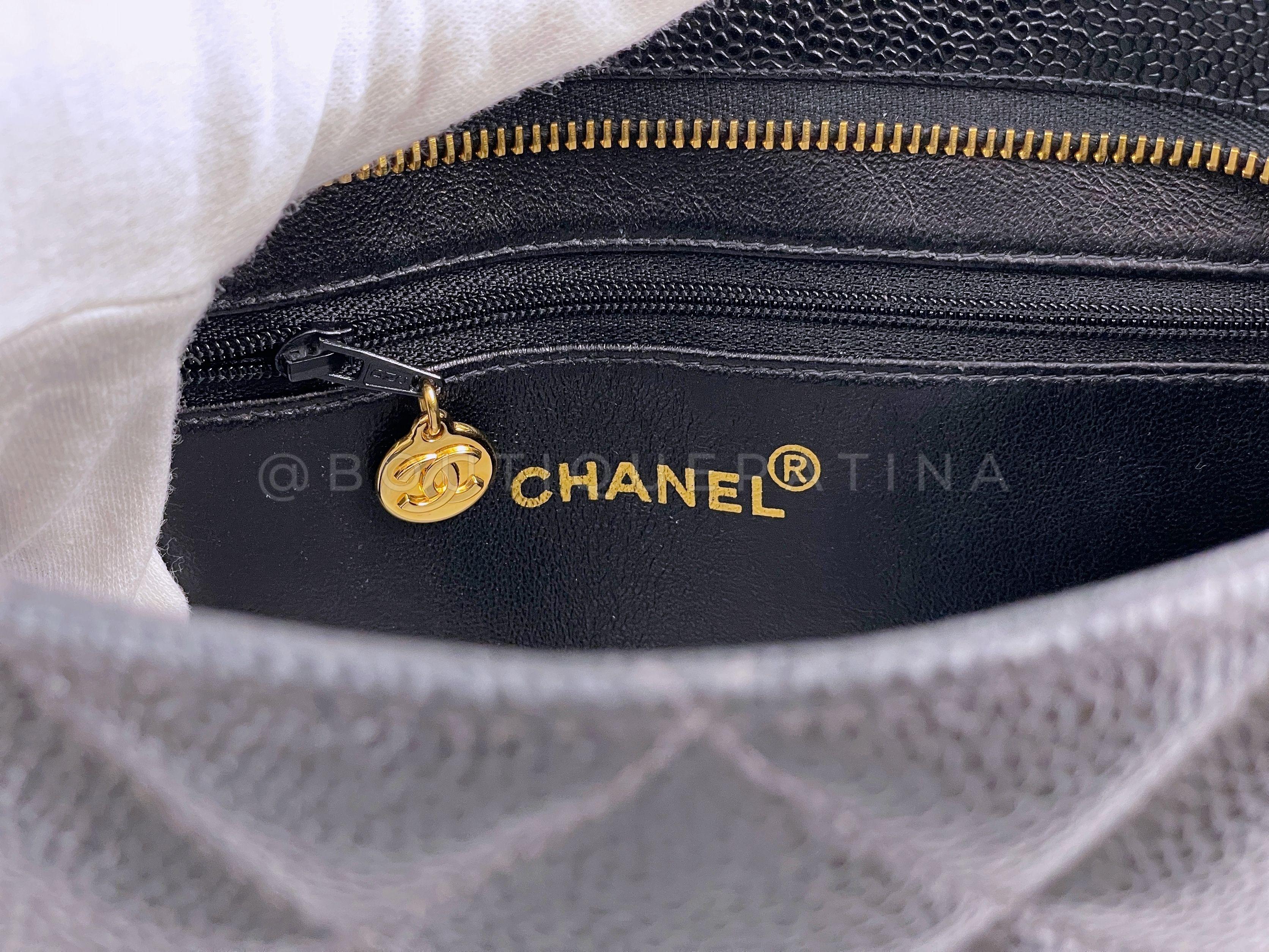 Pristine Chanel 1997 Vintage Black Caviar Medallion Tote Bag 24k GHW ...