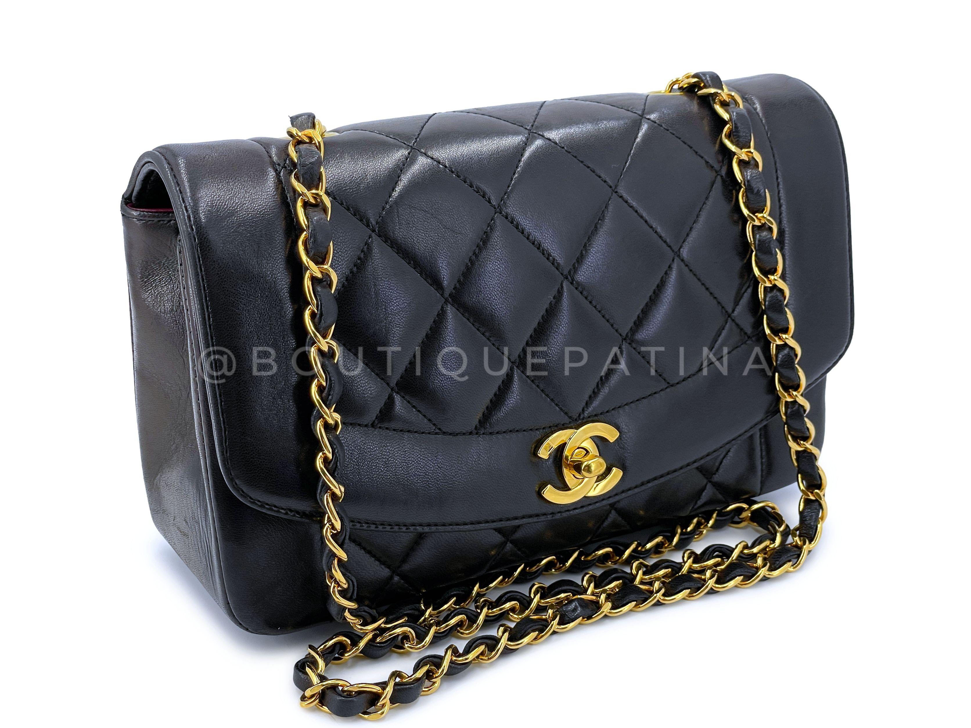 Pristine Chanel Vintage 1994 Small Black Diana Flap Bag 24k GHW 65190 ...
