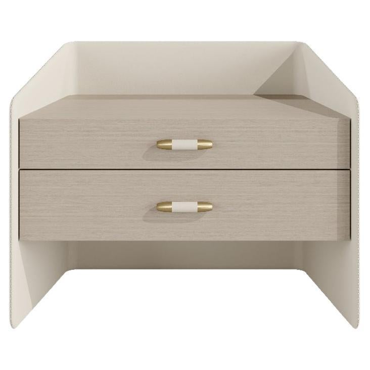 Modern by Giuseppe Carpanelli Shape Bedside table Noce Canaletto and leather For Sale at 1stDibs