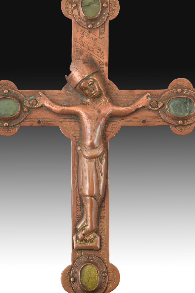 Processional Cross with Christ Copper, 14th Century For Sale at 1stDibs