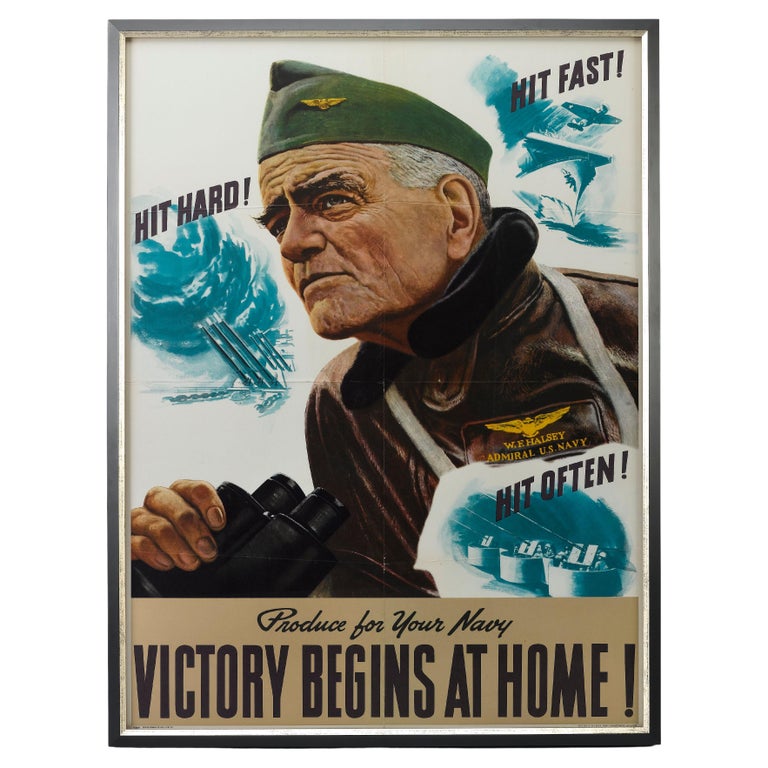 "Produce for your Navy / Victory Begins at Home!" Vintage WWII Poster ...
