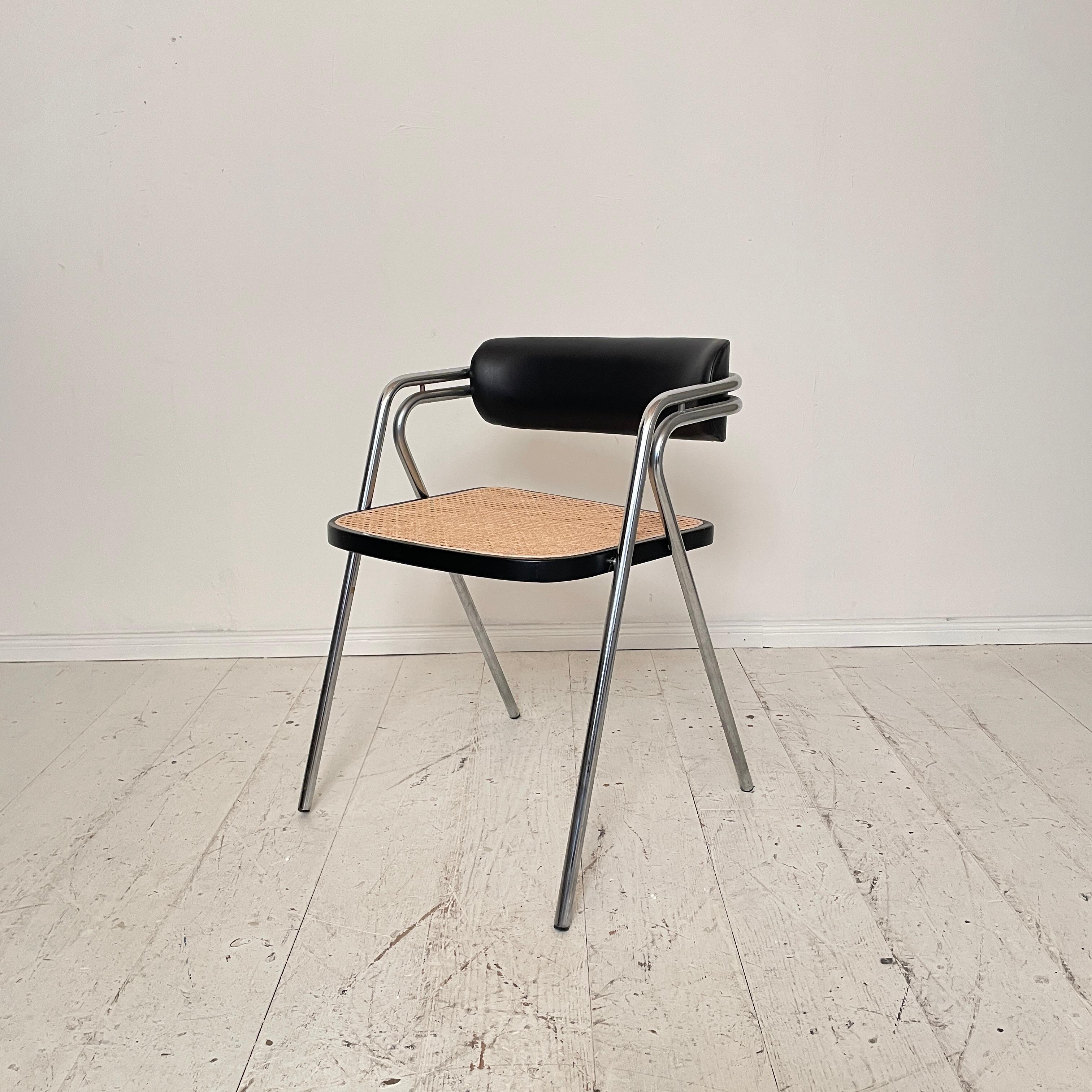 Produkte Mid-Century Italian Tubular, Leather and Caned Armchair, 1972 ...