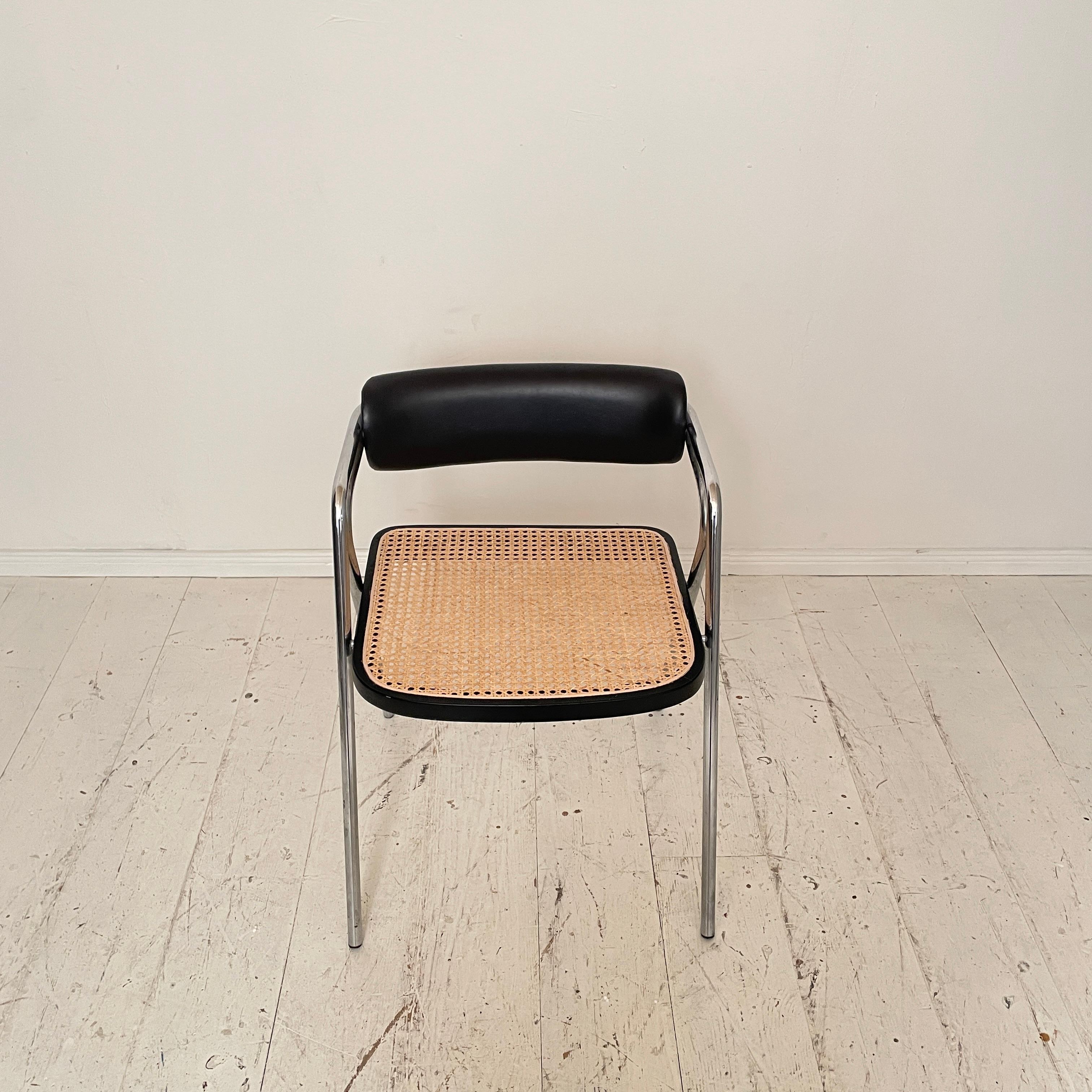 Produkte Mid-Century Italian Tubular, Leather and Caned Armchair, 1972 ...
