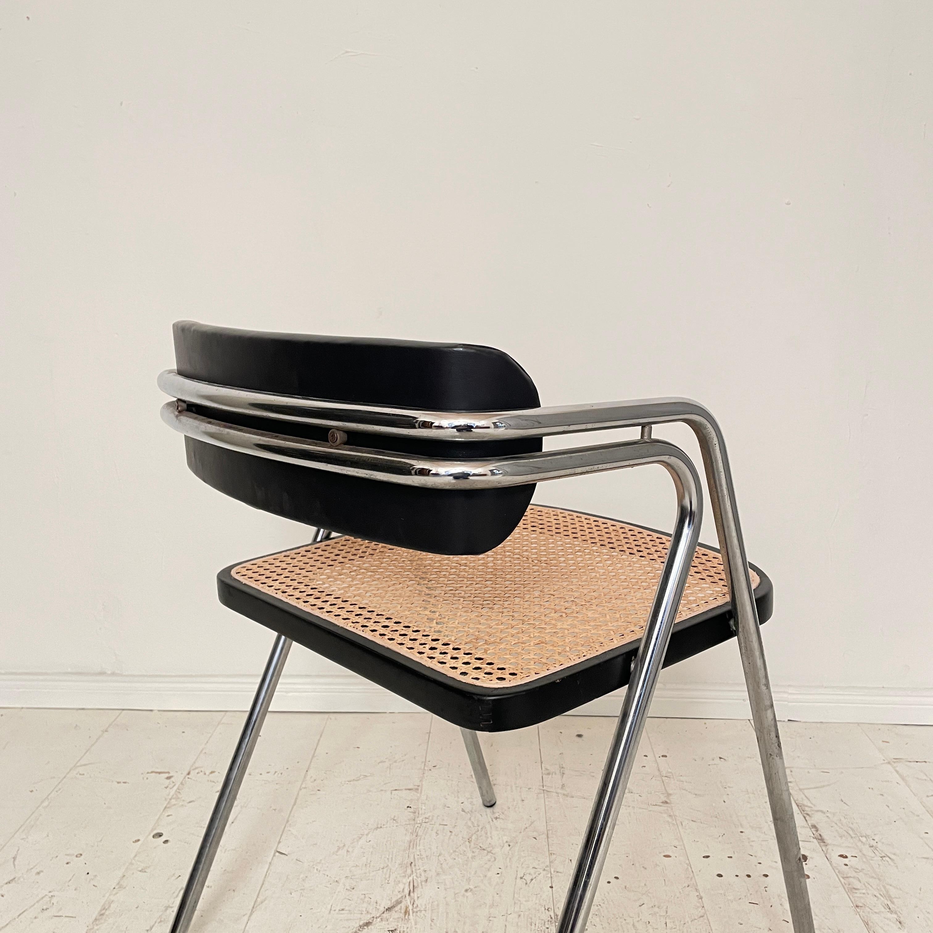 Produkte Mid-Century Italian Tubular, Leather and Caned Armchair, 1972 ...