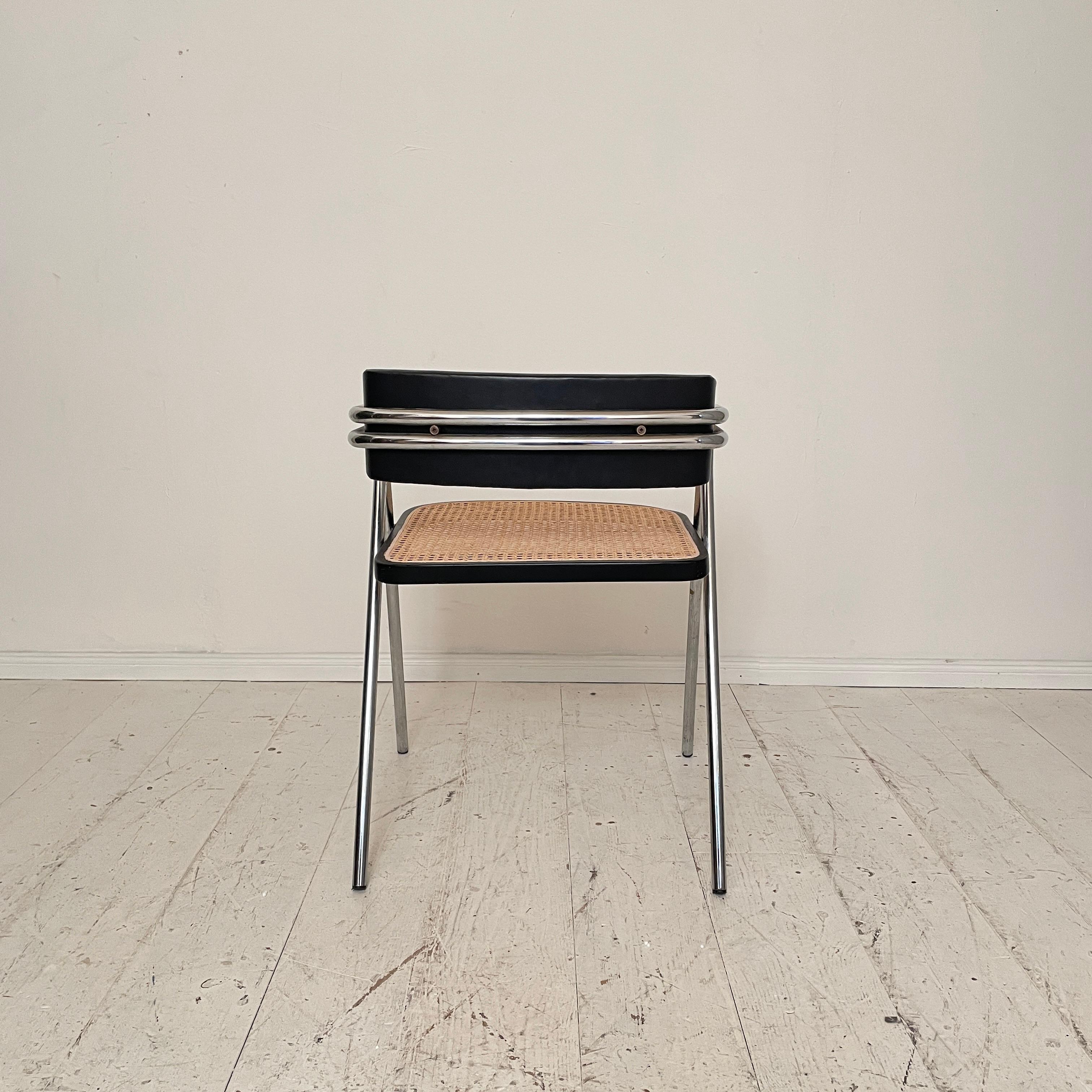 Produkte Mid-Century Italian Tubular, Leather and Caned Armchair, 1972 ...