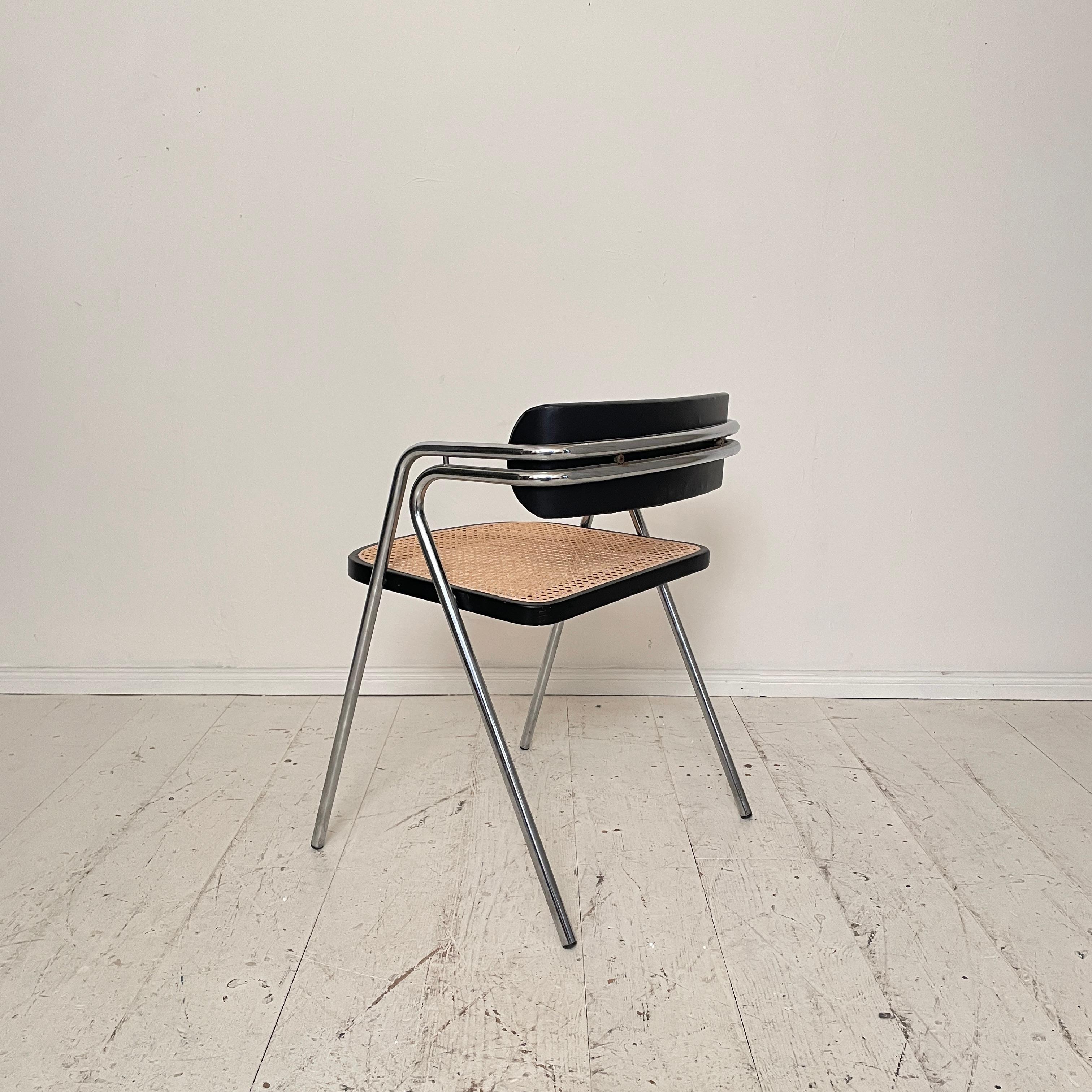Produkte Mid-Century Italian Tubular, Leather and Caned Armchair, 1972 ...