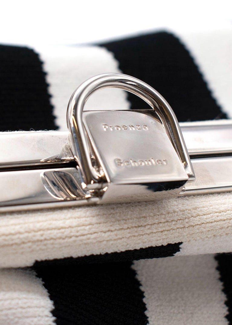 Proenza Schouler Black and White Striped Asymmetric Frame Clutch Bag ...