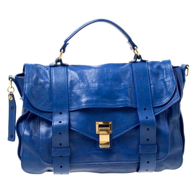 Proenza Schouler Royal Blue Leather Medium PS1 Top Handle Bag For Sale ...