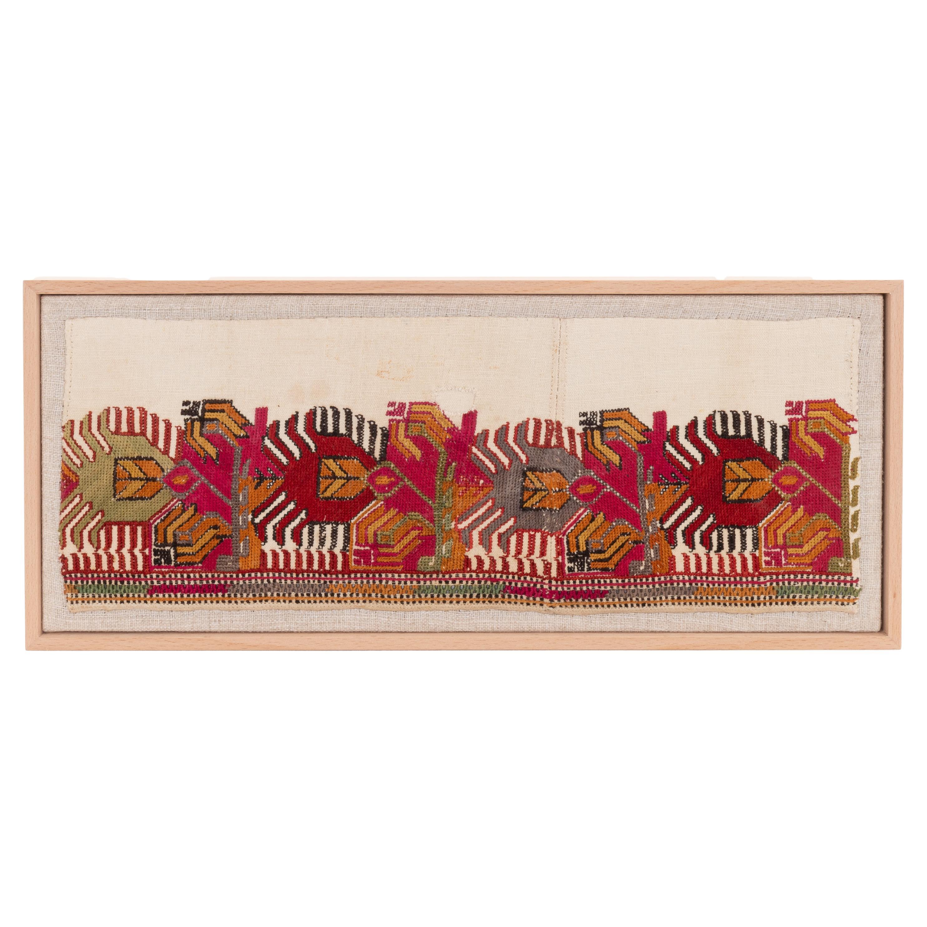 Professionally Framed Greek Embroidered Chemise Hem Fragment, 19th C ...