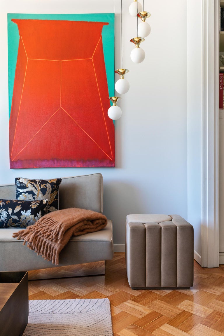 'Prologue' Pink Stool by Marta Delgado, Corded Velveteen For Sale at 1stDibs