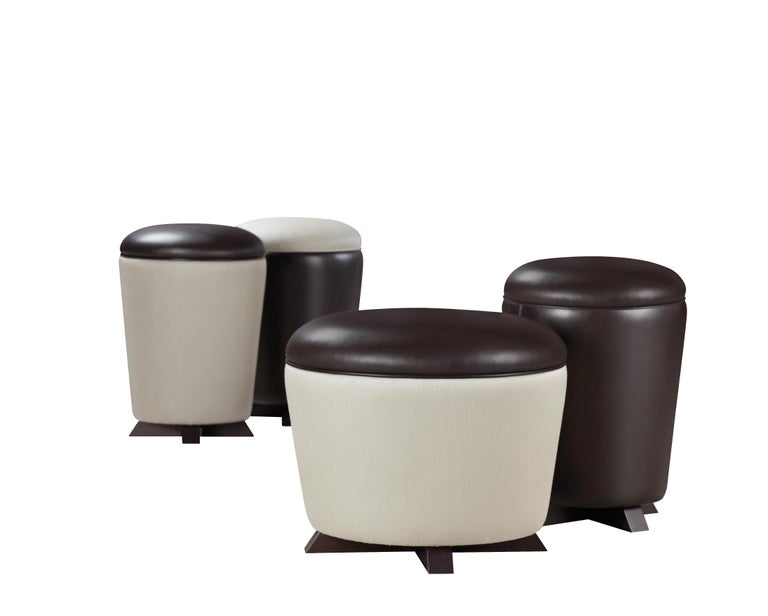 Customizable Promemoria Coccolino Pouf in Fabric and Wood Base by Romeo ...