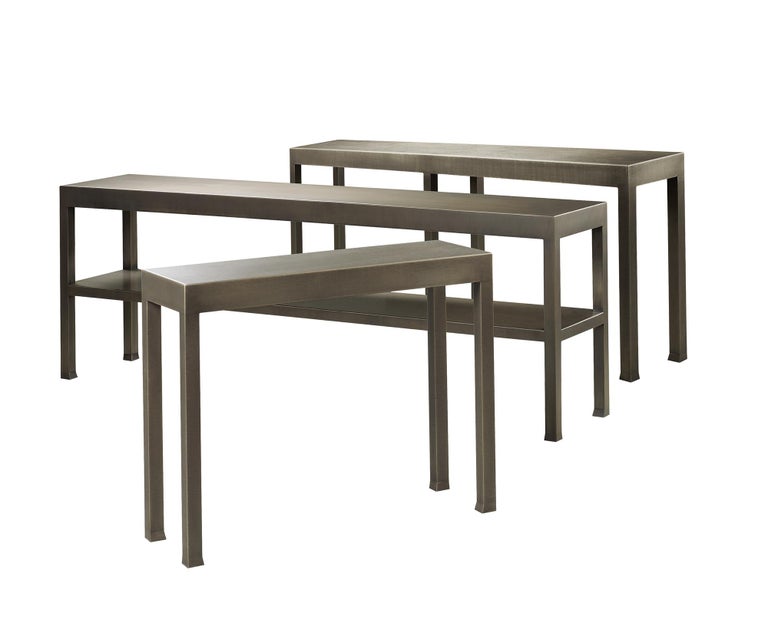 Customizable Promemoria Gong Console Table in Hammered Bronze by Romeo ...