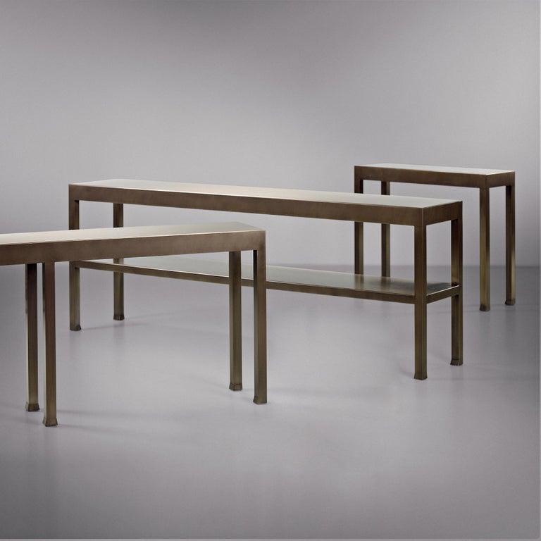 Customizable Promemoria Gong Console Table in Hammered Bronze by Romeo ...