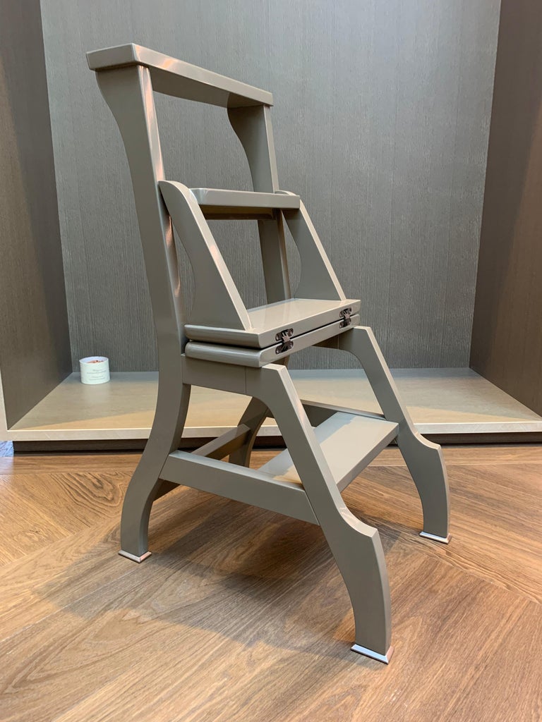 Promemoria, Grey Lacquered Beechwood, Nickel, Rebecca Ladder Chair ...