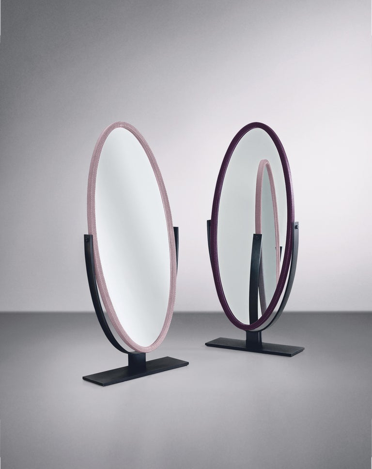 Customizable Promemoria Ingrid Mirror in Bronze and Fabric Covering by ...