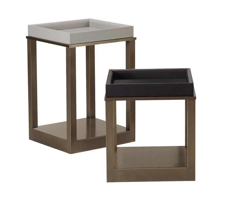 Customizable Promemoria Scarlett Small Table in Bronze and Leather by ...