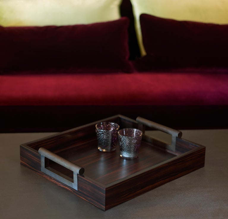 Promemoria Small Alfred Tray in Ebony and Hammered Bronze by Romeo ...