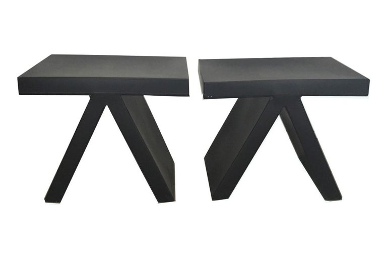 Prospero Rasulo Black Laquered Polyethylene Italian Vintage Pair Stools ...