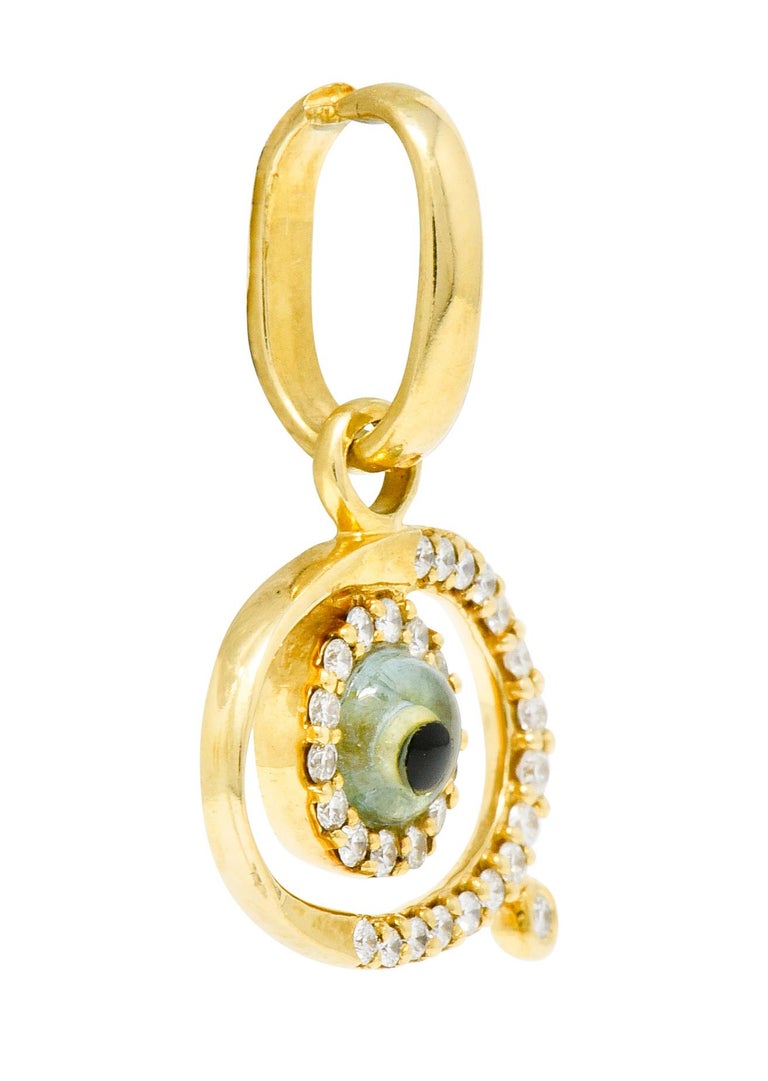 Protective Contemporary Diamond 18 Karat Gold Evil Eye Charm at 1stDibs
