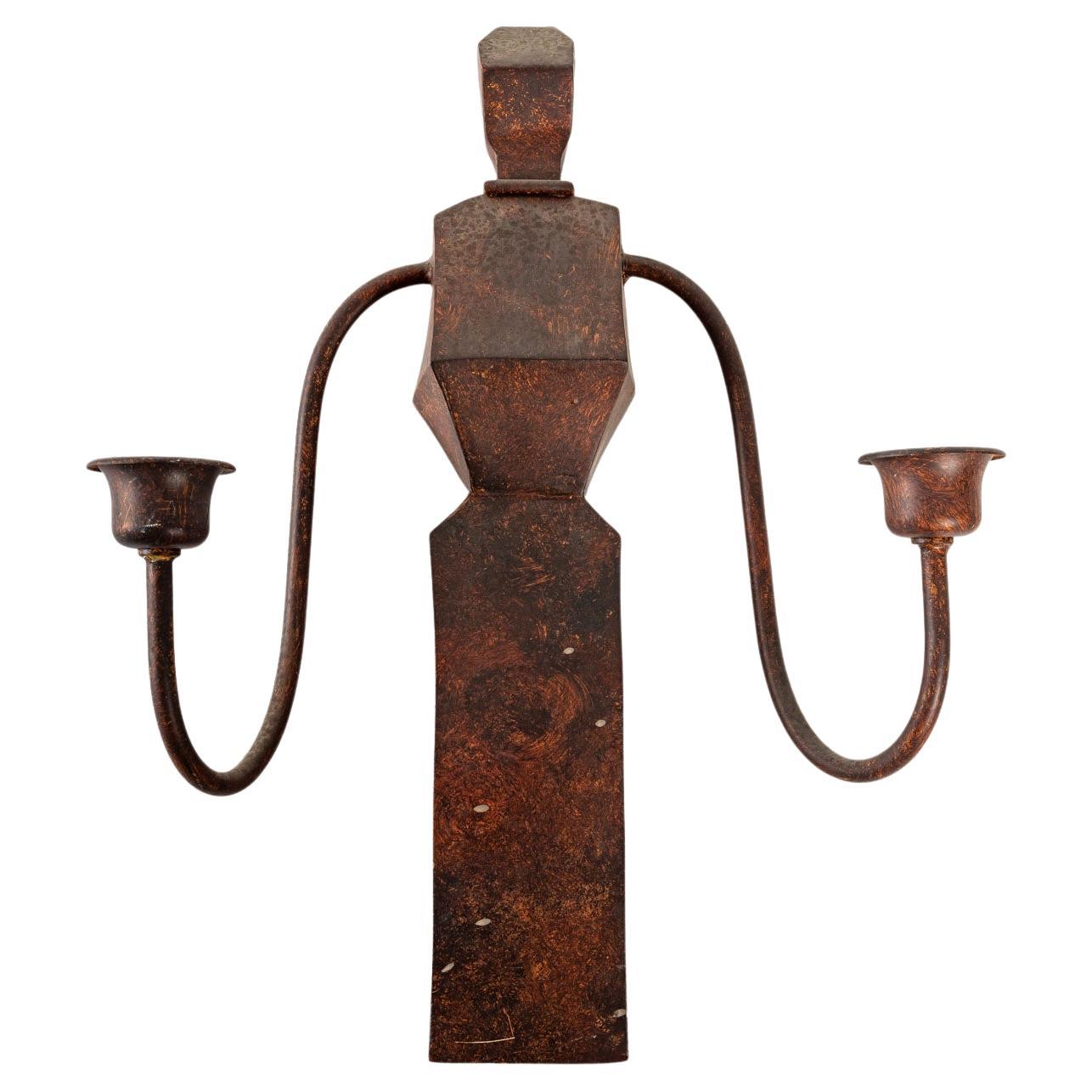 1940 Pair of Patinated Sheet Metal Wall Sconces with Pearls at 1stDibs