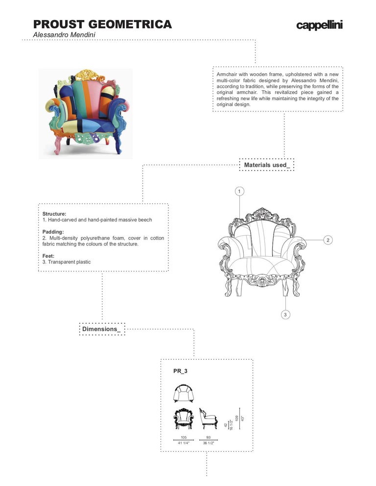 Proust Geometrica Armchair with Wooden Frame, Alessandro Mendini for ...