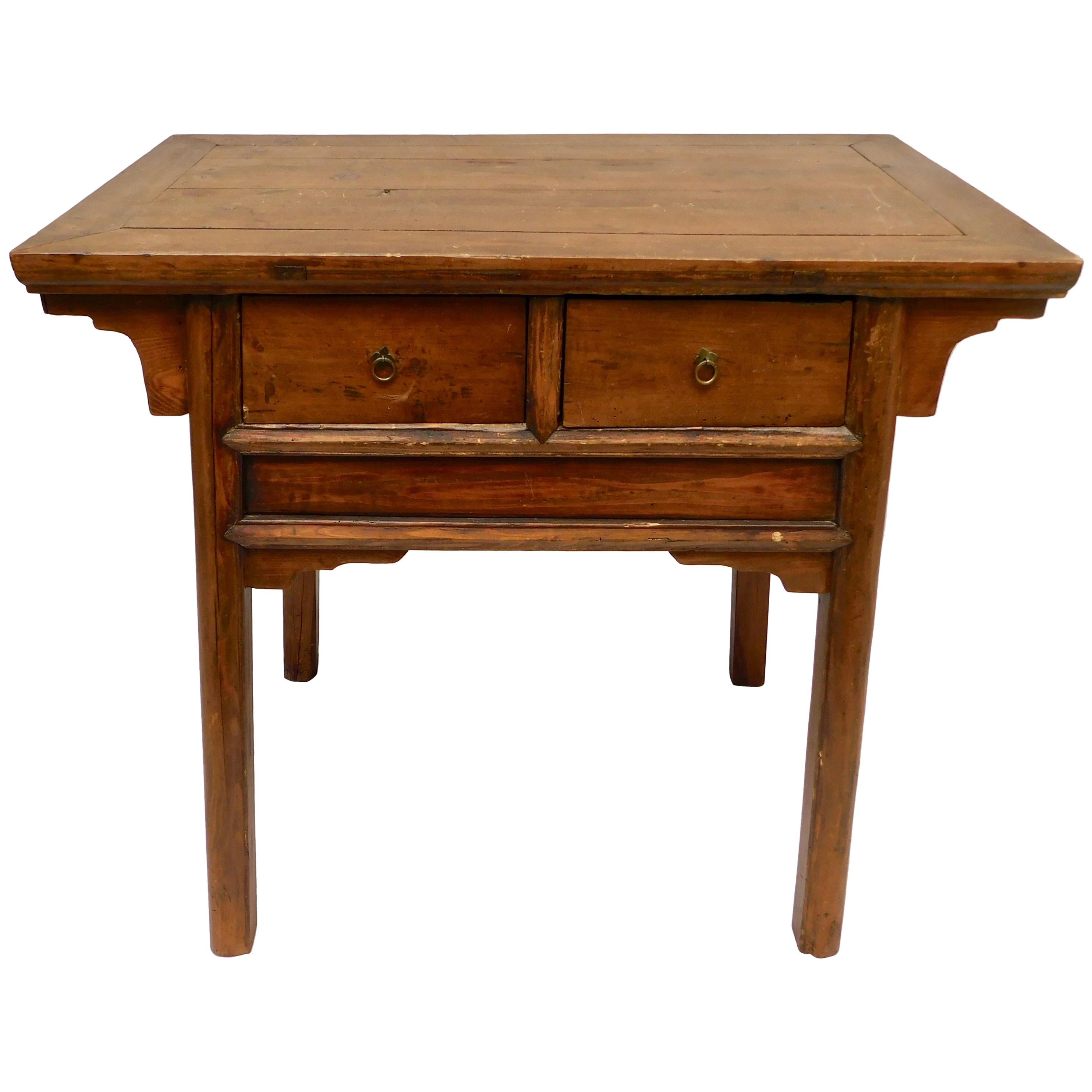 Provincial Chinese Offering Table with Two Drawers For Sale at 1stDibs