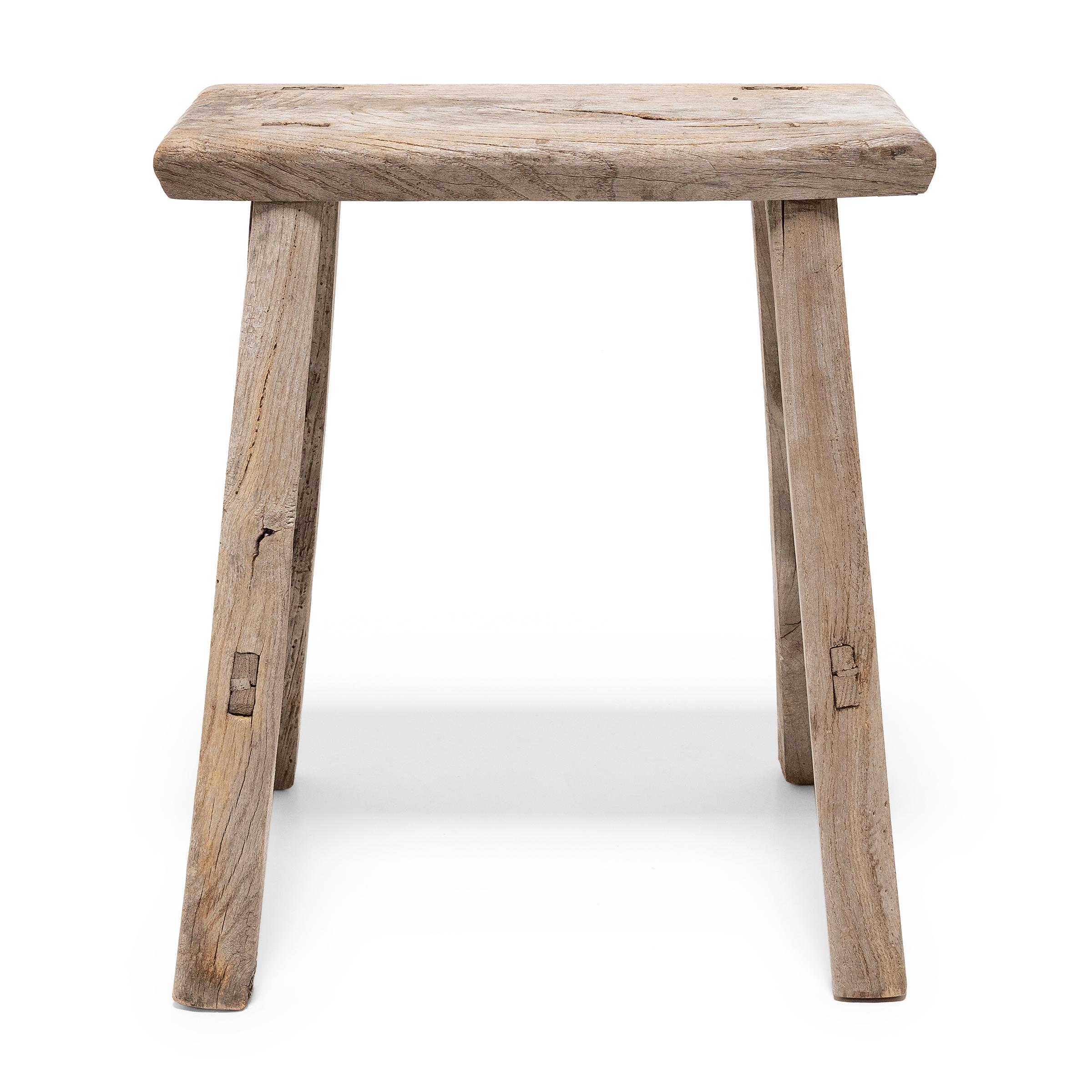 Provincial Chinese Splayed Leg Stool, c. 1900 at 1stDibs