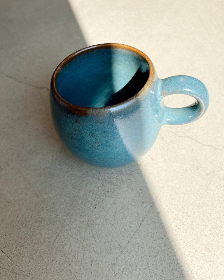 Prussian Blue Handmade Organic Modern Ceramic Mugs, Set of 4 For Sale ...