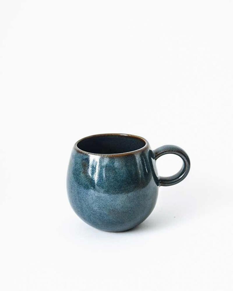 Prussian Blue Handmade Organic Modern Ceramic Mugs, Set of 4 For Sale ...