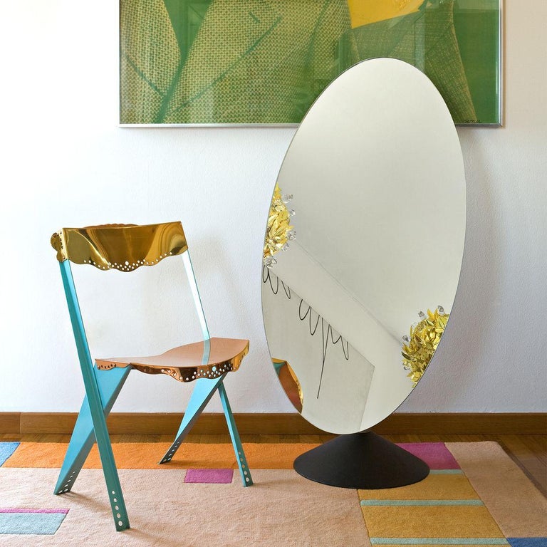 Psiche Table Mirror Silver And Dark Grey Aluminum By Driade For Sale at ...