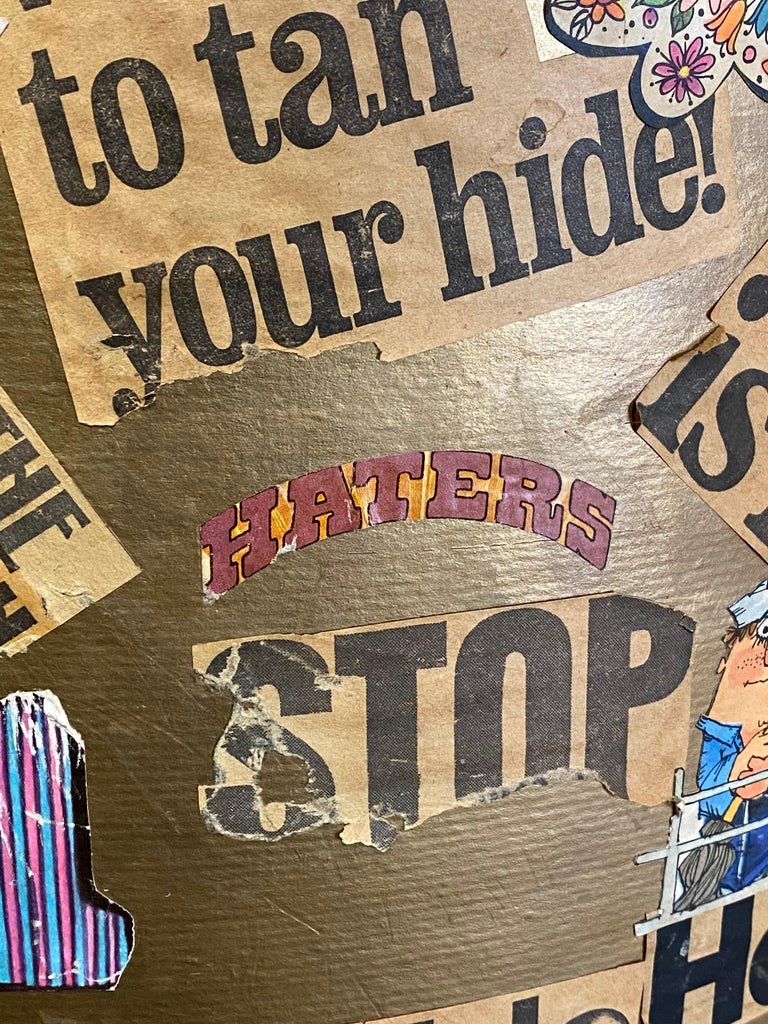 Psychedelic 60s Counter Culture Collage Packing Crate For Sale at 1stDibs