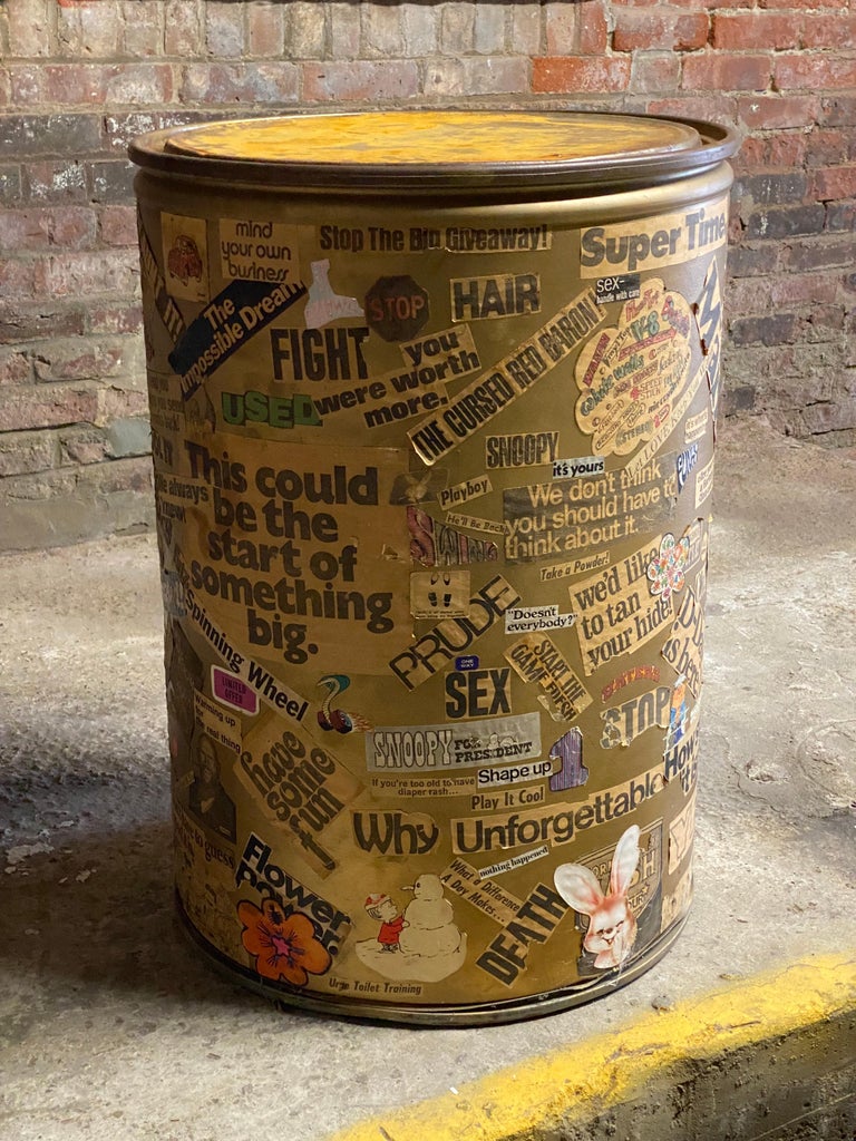 Psychedelic 60s Counter Culture Collage Packing Crate For Sale at 1stDibs