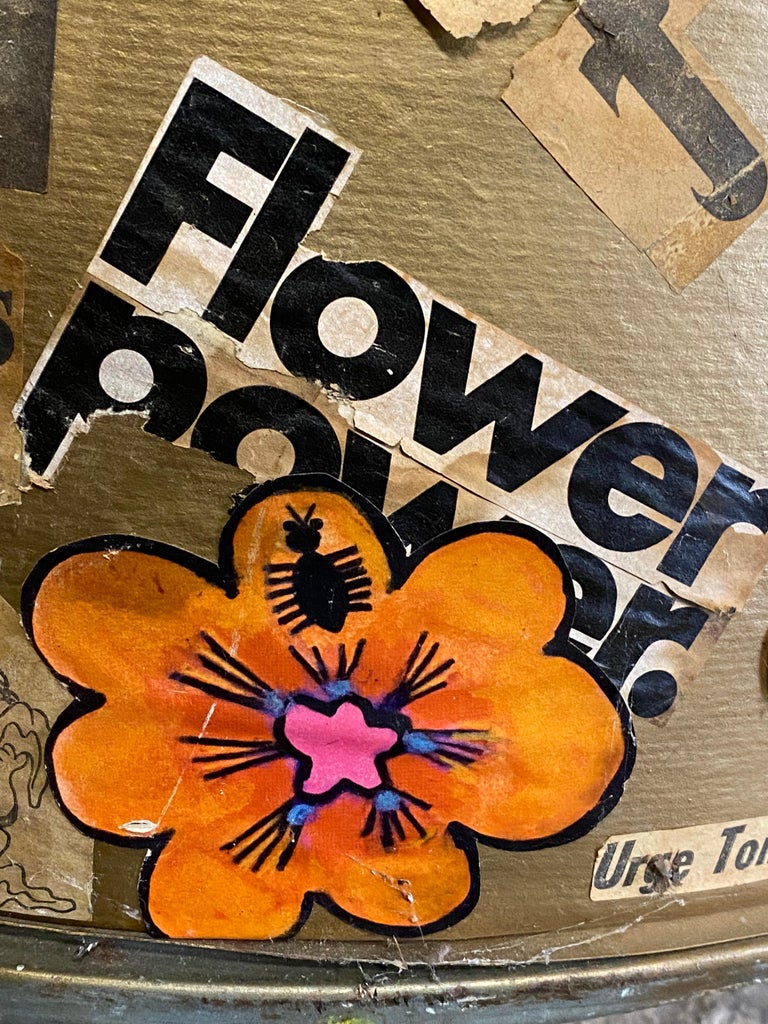 Psychedelic 60s Counter Culture Collage Packing Crate For Sale at 1stDibs