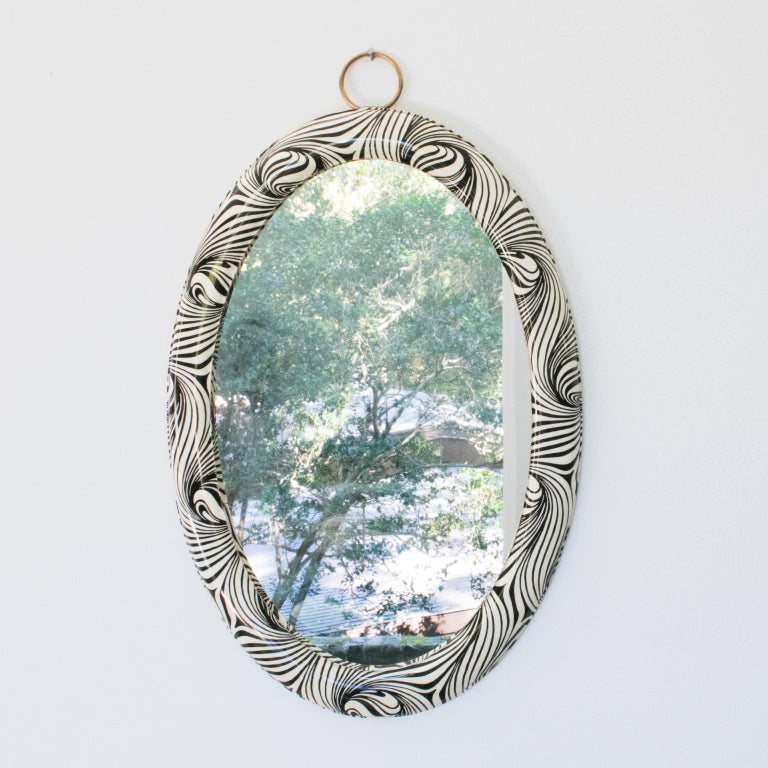 Psychedelic Black and White Vinyl Oval Wall Mirror, 1960s For Sale at ...