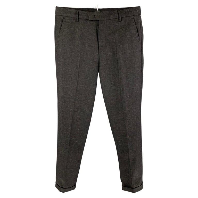 PT01 Size 30 Black Shimmery Virgin Wool Cashmere Button Fly Dress Pants ...