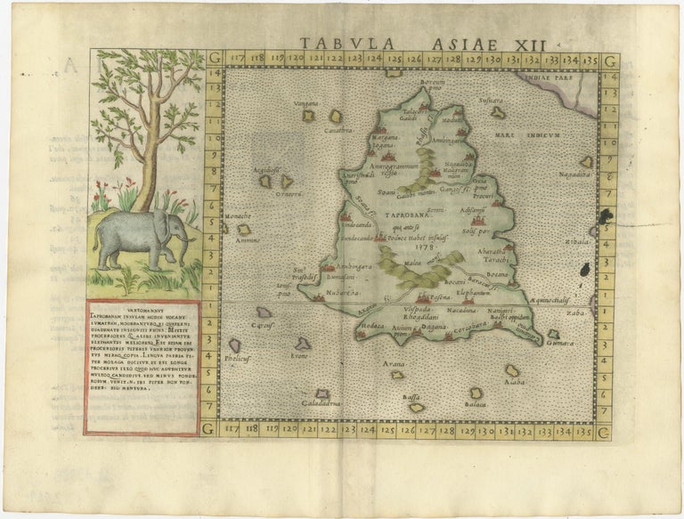 Ptolemy's Map of Asia Depicting the Island of Ceylon, Taprobana (Sri ...