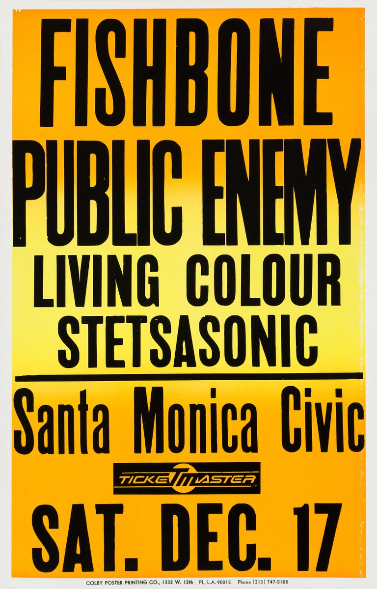 Public Enemy Original Vintage Concert Poster, Santa Monica, Los Angeles ...