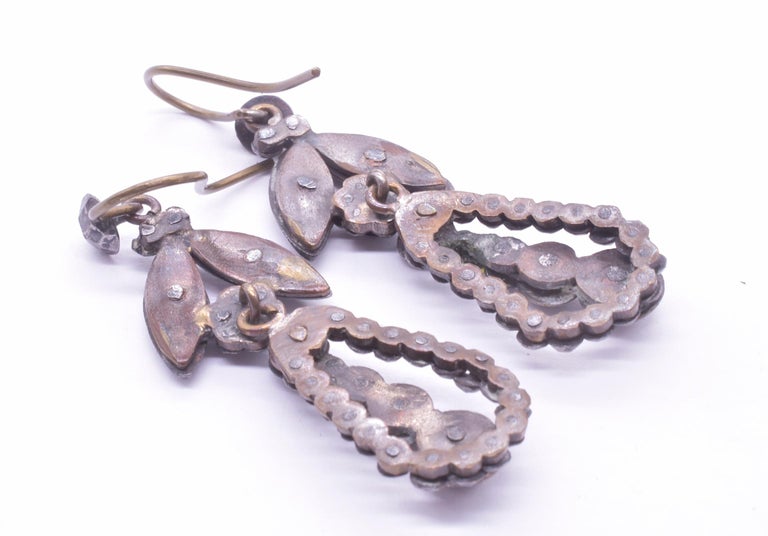 Publish Cut Steel Faceted Leaf Pendaloque Earrings For Sale at 1stDibs